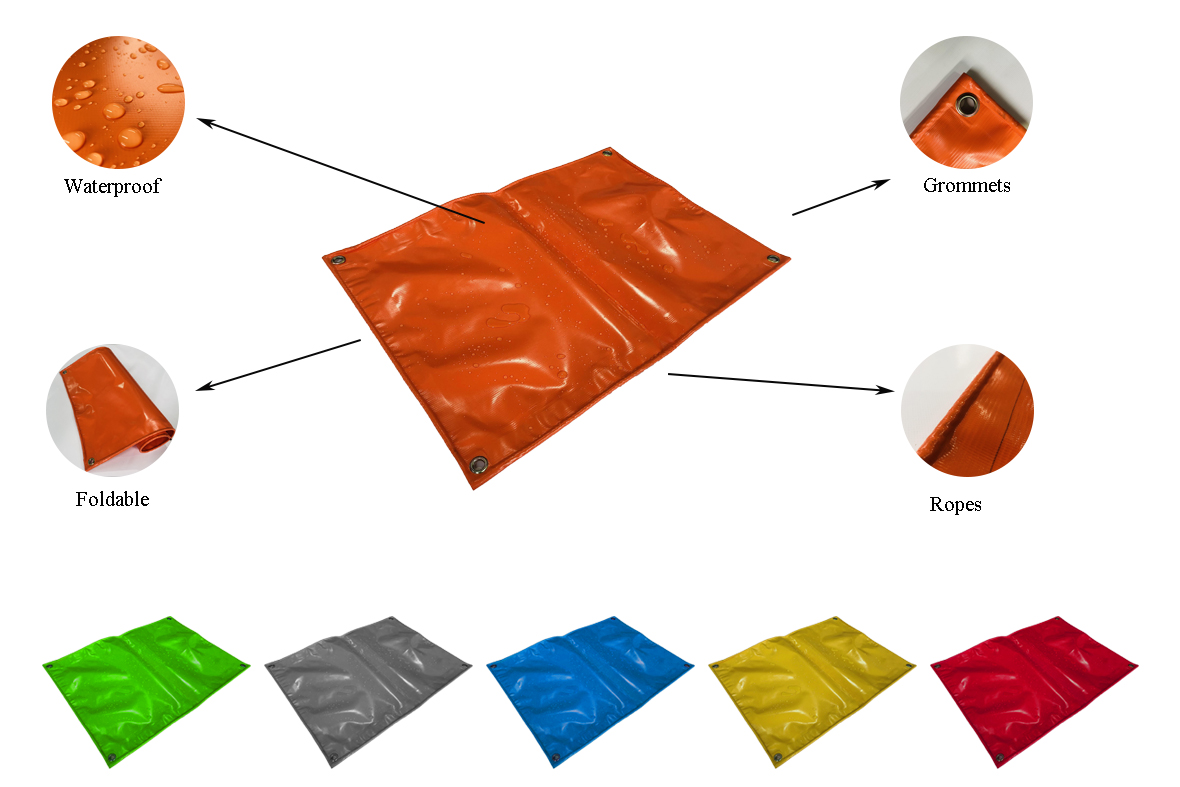Orange Tear Resistant PVC Fabric Tarpaulin For Flexible Flood Control ...
