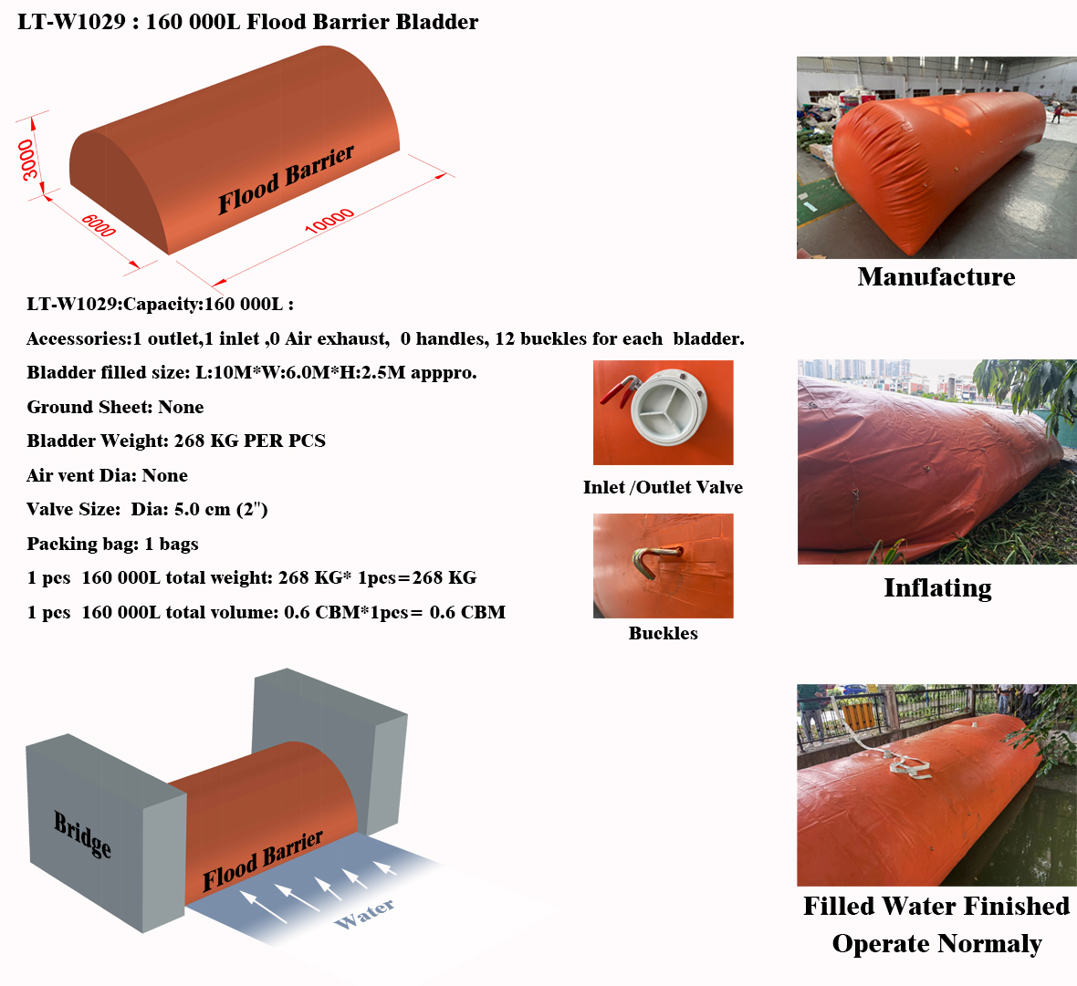 Big PVC Bladder Storage Water For Flood Barrier - Buy PVC bladder ...