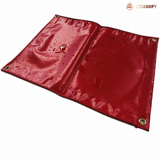 Red Abrasion Resistant PVC Mesh Fabric Coated Tarp For Water Storage ...